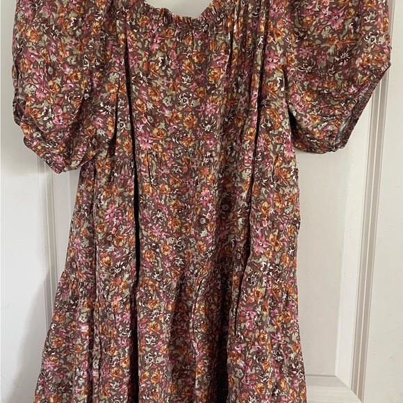 Target | Dresses | Target Floral Puff Sleeve Dress Pink Orange Brown ...